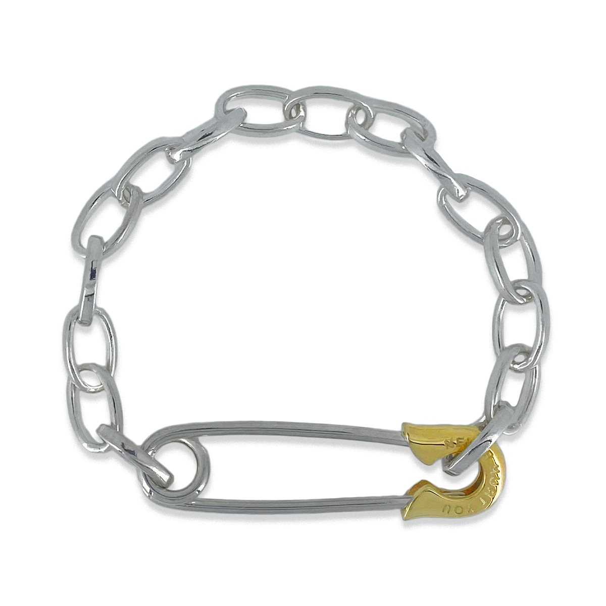 OFF THE WALL NEVER HURT YOU SAFETY PIN BRACELET K10YG COMBI / XB-043 – BLESS